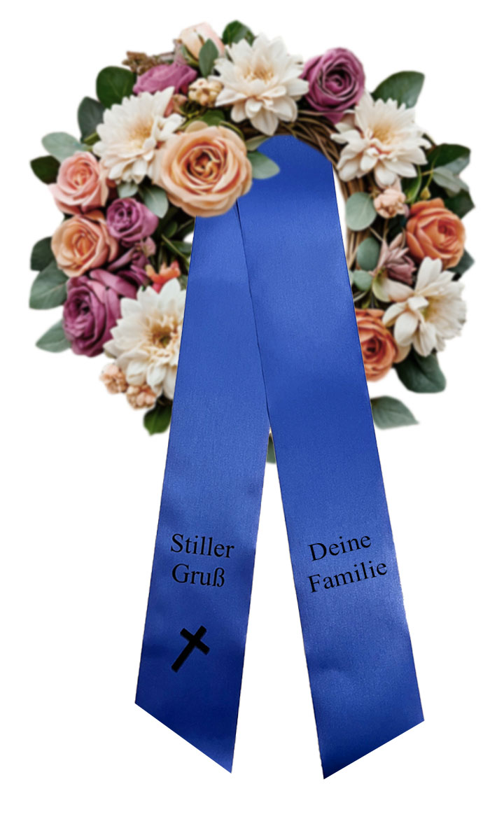 Trauerschleifen Aufdrucke mit Text bestellen | Verschiedene Farben