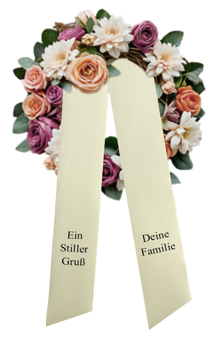 Trauerschleifen Aufdrucke mit Text bestellen | Verschiedene Farben
