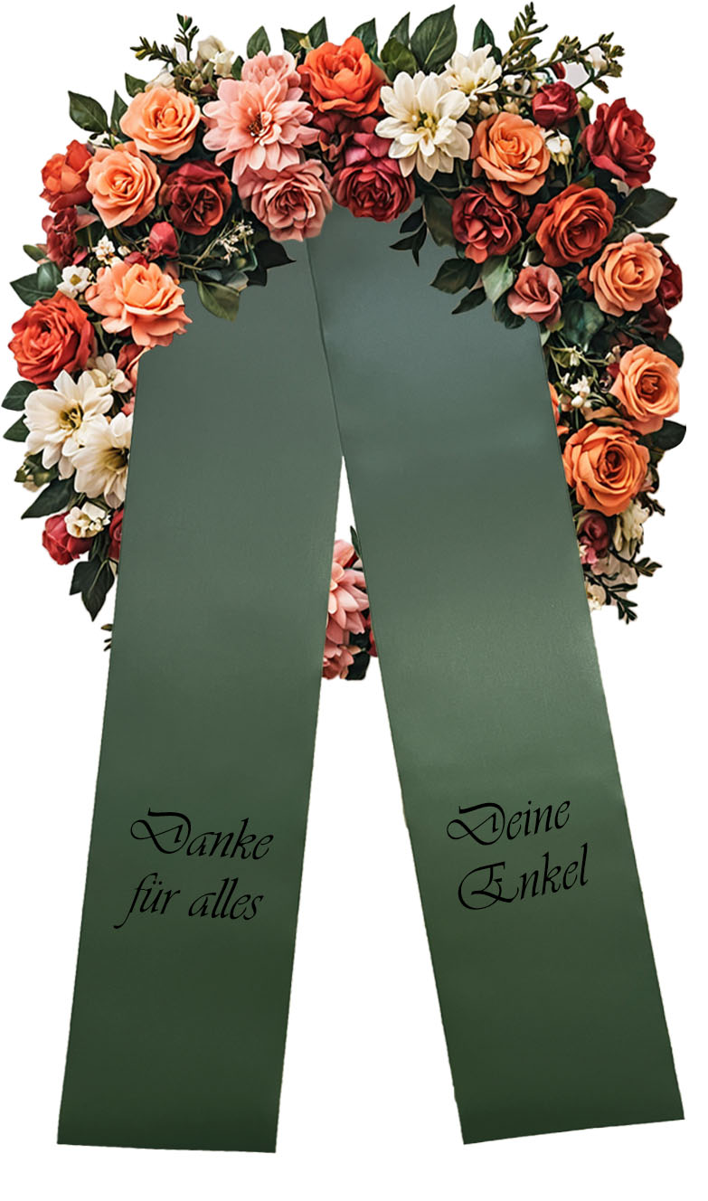 Trauerschleifen Aufdrucke mit Text bestellen | Verschiedene Farben
