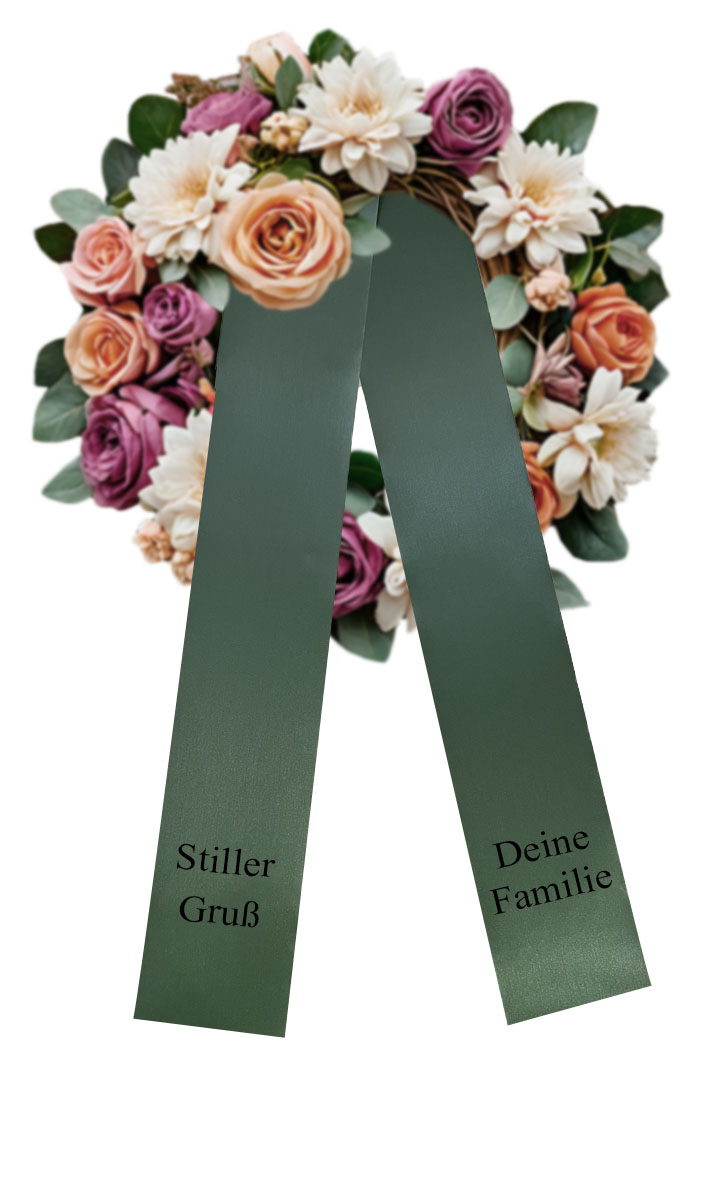 Trauerschleifen Aufdrucke mit Text bestellen | Verschiedene Farben