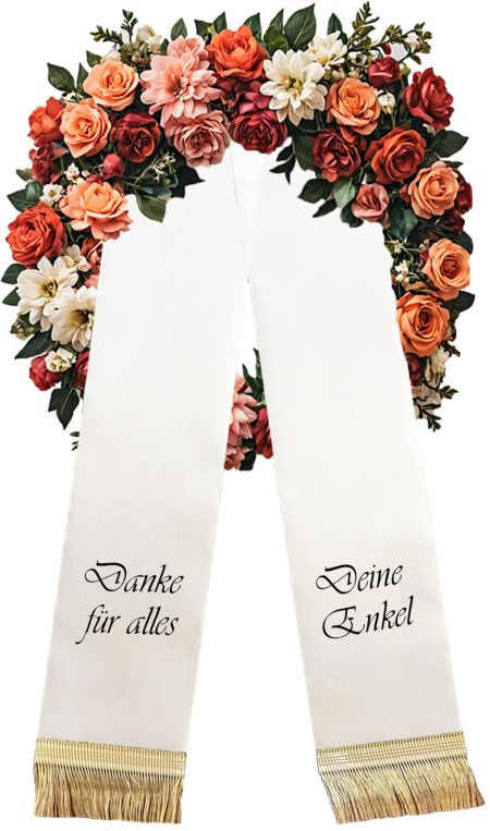 Trauerschleifen Aufdrucke mit Text bestellen | Verschiedene Farben