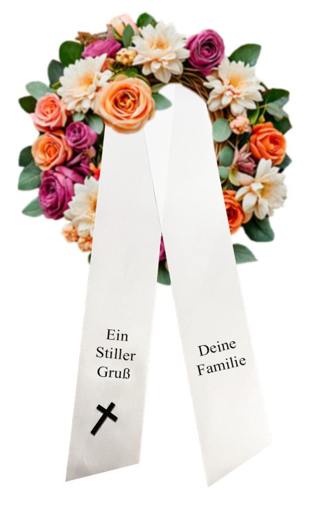 Trauerschleifen Aufdrucke mit Text bestellen | Verschiedene Farben