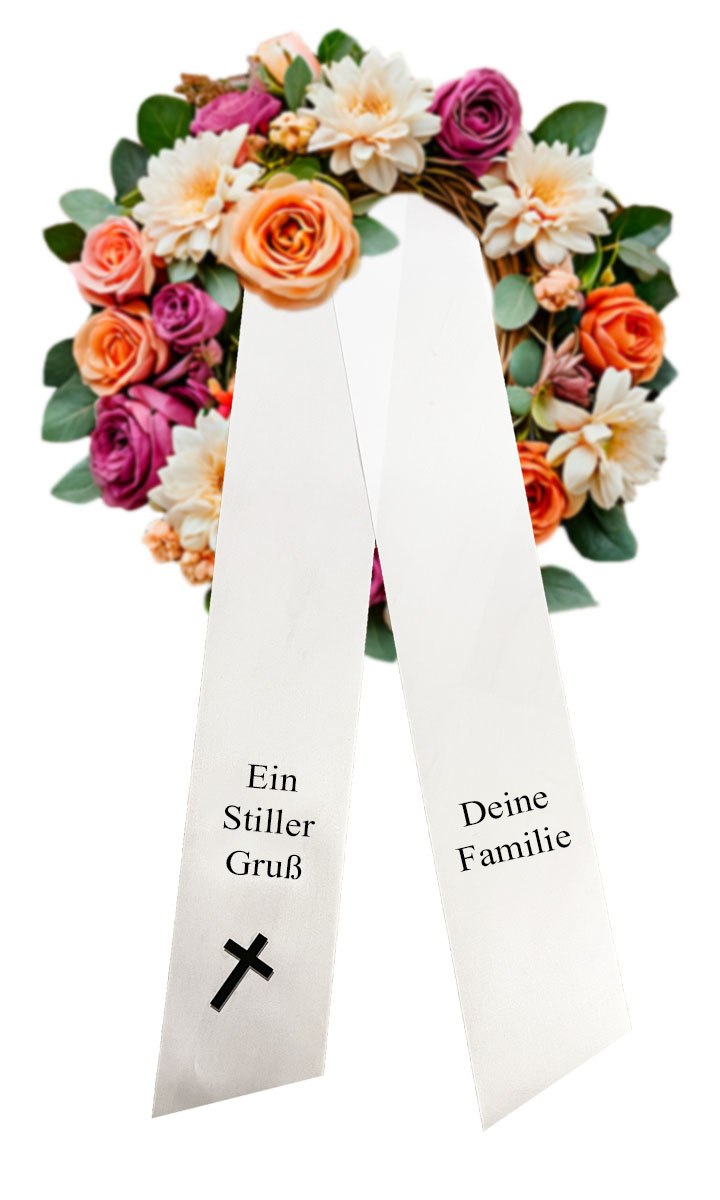 Trauerschleifen Aufdrucke mit Text bestellen | Verschiedene Farben